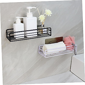 Cabilock Black Floating Shelf Bathroom Bathroom Shelf Toilet Storage Rack Iron Storage Shelf Bathroom Storage Rack Iron Storage Rack Organizer Wall Hanging Square Black Floating Shelf Small