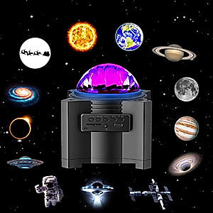 Galaxy Projector ,Northern Light Aurora Projector for Bedroom with Music Bluetooth Speaker and Star Projector (Black)