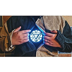 Tony Cosplay Adult Novelty Arc Reactor Illuminate T-Shirt Sleeve Costume Clothing for Men Adult Stark Reactor Bracelet (L) Black
