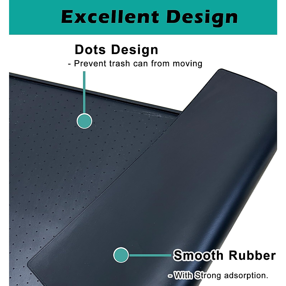 Luccov Trash Can Mat, Waterproof Raised Edge Silicone Under Garbage Can Mat, 11.8" X18.9" Non-Slip Trash Can Pad for Kitchen Office Bedroom Reduce Floor Carpet Wall Scratches, Black