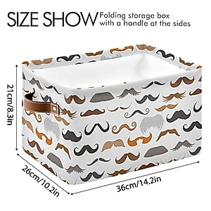 Emelivor Mustache Beard Face Storage Basket Bins Foldable Toy Baskets Organization with Handles Laundry Hamper for Office Bedroom Clothes Bedroom Living Room,1 pcs