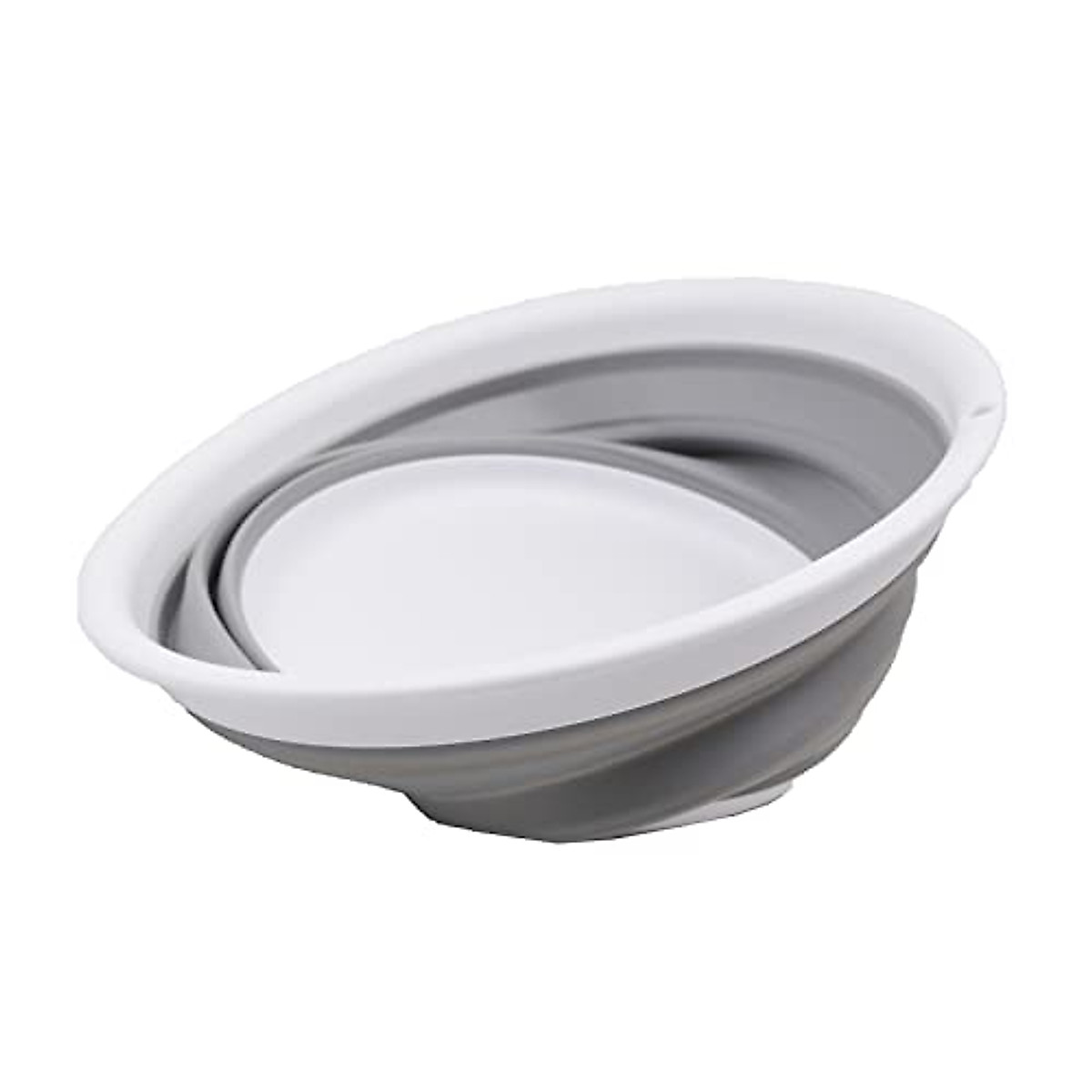 SAMMART 5.5L (1.45 Gallon) Collapsible Tub - Foldable Dish Tub - Portable Washing Basin - Space Saving Plastic Washtub (White/Grey, 1)