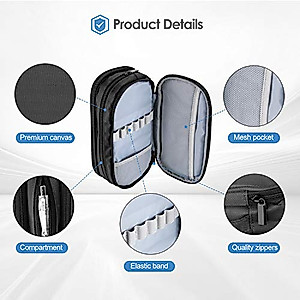 ProCase Big Capacity Pencil Case Pen Bag, Handheld Pencil Holder Pouch Pen Organizer Students Stationery Pouch with Durable Zipper Multi Compartments for School & Office Supplies –Black