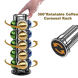 SEVENLINE 20 Vertuo Pods Coffee Pod Holder Compatible For Nespresso Vertuoline Stand Rack Holds Vertuo line Organizer Carousel 360-Degree Rotatable (Black)