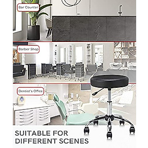 KLASIKA Rolling Drafting Stool Chair with Height Adjustable Base for Office and Massage Spa Medical Salon Tattoo Beauty Barber