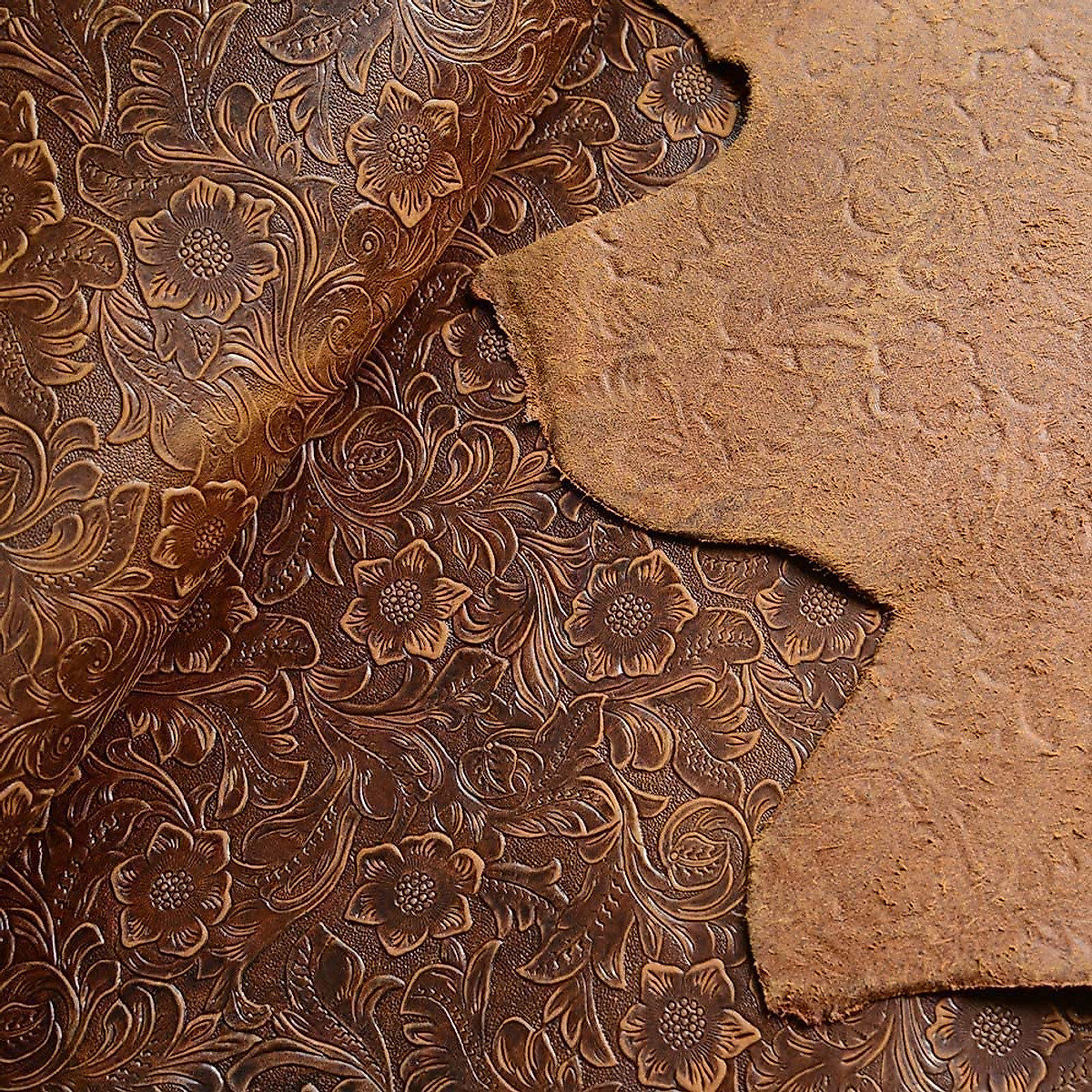 Gexmil Case for iPad Pro 12.9 Inch,2nd/1st Generation(2017/2015) Genuine Leather Cover with Pencil Holder,Cowhide Folio Cover Auto Sleep/Wake,Anti-Fingerprint,Flower Brown