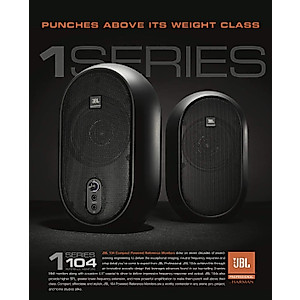 JBL Professional 1 Series, 104 Compact Powered Desktop Reference Monitors (Sold as Pair), Black (JBL104)