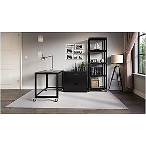 Scranton & Co 48" Modern Metal 2 Casters Office Mobile Desk in Black