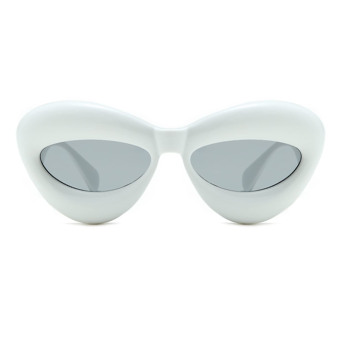 Long Keeper Sexy Lip Sunglasses - Unique Women Thick Frame Cat Eye Candy Color Punk Sun Glasses UV400 (White)