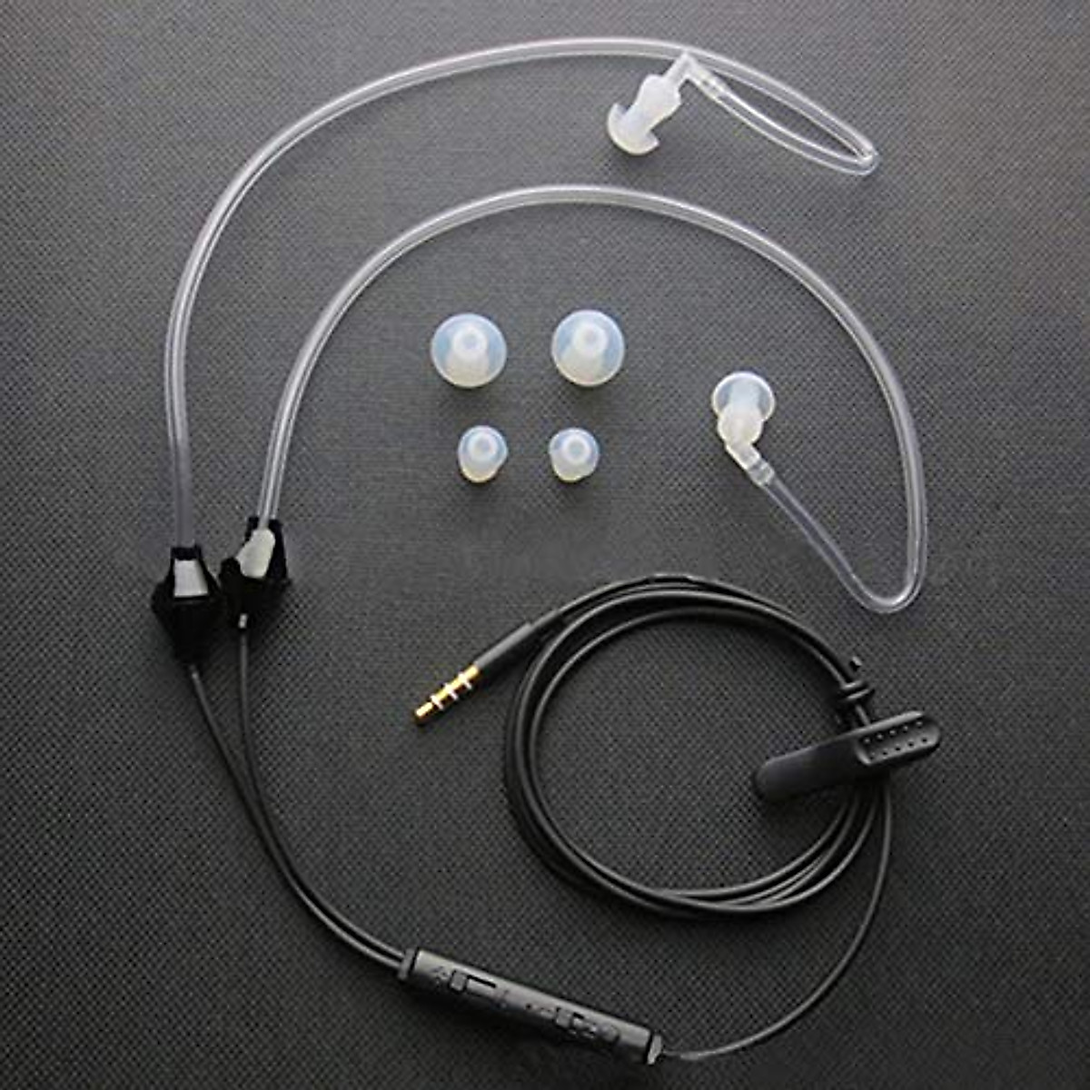 RICH IStereo Ear Headphones,Air Tube Anti-Radiation Headsets Earphone,in Ear Stereo Noise Isolating Anti-Radiation Earbuds with Microphone for Mobile Phone Black