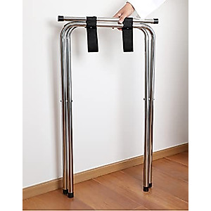 New Star 20007 Mirror Chrome Finish Steel Double Bar Folding Tray Stand, 31-Inch, Silver