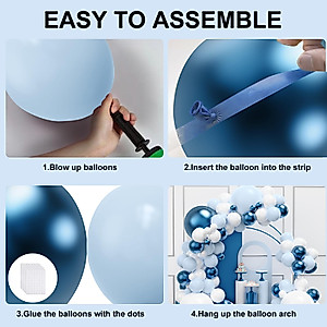 Blue Balloon Garland Arch Kit, 134pcs Blue and White Party Balloons Arch Kit for Baby Shower, Birthday, Bridal Shower, Graduation, Winter Wonderland Party Decorations
