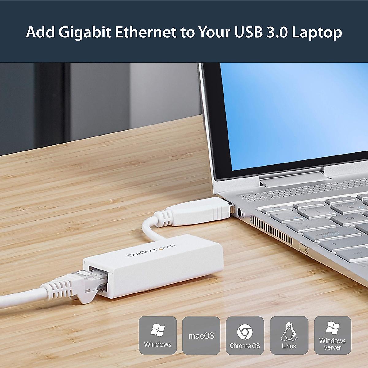 StarTech.com USB to Ethernet Adapter, USB 3.0 to 10/100/1000 Gigabit Ethernet LAN Adapter, USB to RJ45 Adapter, TAA Compliant