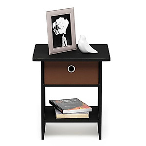 Furinno Dario End Table / Side Table / Night Stand / Bedside Table with Bin Drawer, 1-Pack, Americano/Medium Brown