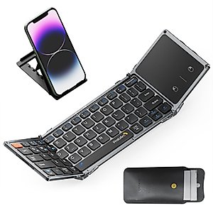 ProtoArc Foldable Bluetooth Keyboard with Touchpad, XK02 Folding Wireless Keyboard for Travel, Pocket-Sized Compact Portable Keyboard for iPad iPhone Tablet Laptop Windows iOS Android