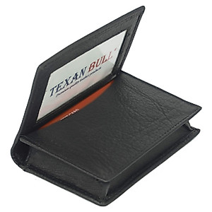 Texan Bull Credit Card Holder RFID Signal Blocking Unisex Slim Bifold Business Card Organizer Wallet (Black)