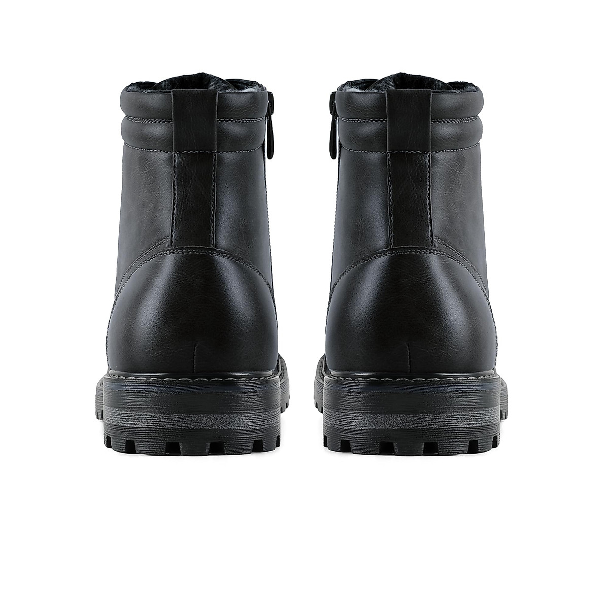 Bruno Marc Men's Motorcycle Combat Oxford Boot Fur Lining Warm Zipper Boots,Size 10.5,Engle-01-Black,ENGLE-01