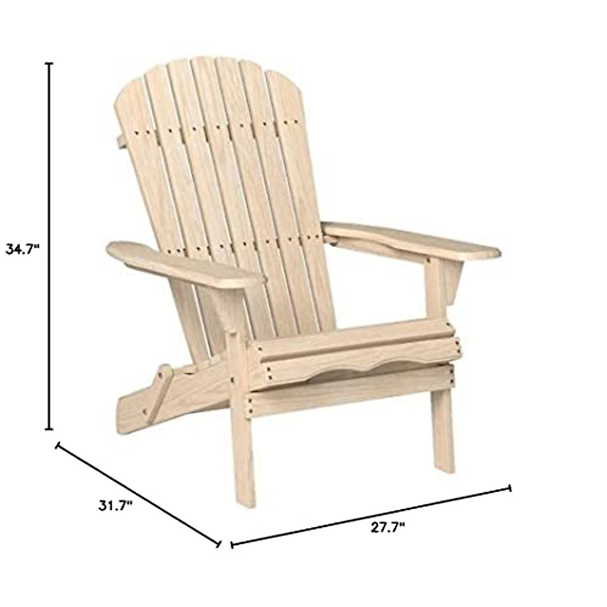 Merry Garden Foldable Wooden Adirondack Chair, Outdoor, Garden, Lawn, Deck Chair, Natural