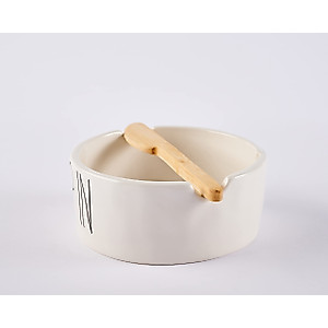 Mud Pie Store Bought Container Dish, White, dip 2" x 4 1/4" dia | spreader 6"