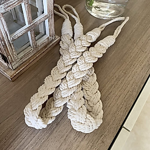 Set of 4 Woven Curtain Ties Beige Strong Magnetic Curtain Tiebacks Rope Decorative Curtain Tie Backs Magnetic Curtain Holders for Drapes Window Treatment Holdbacks