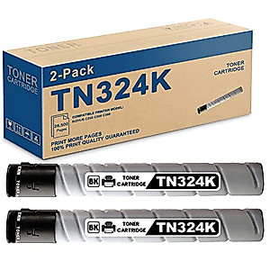 2PK Black Compatible TN324K | A8DA130 Toner Cartridge Replacement for Konica Minolta Bizhub C258 C308 C368 Printer-by MIGUICOLOR