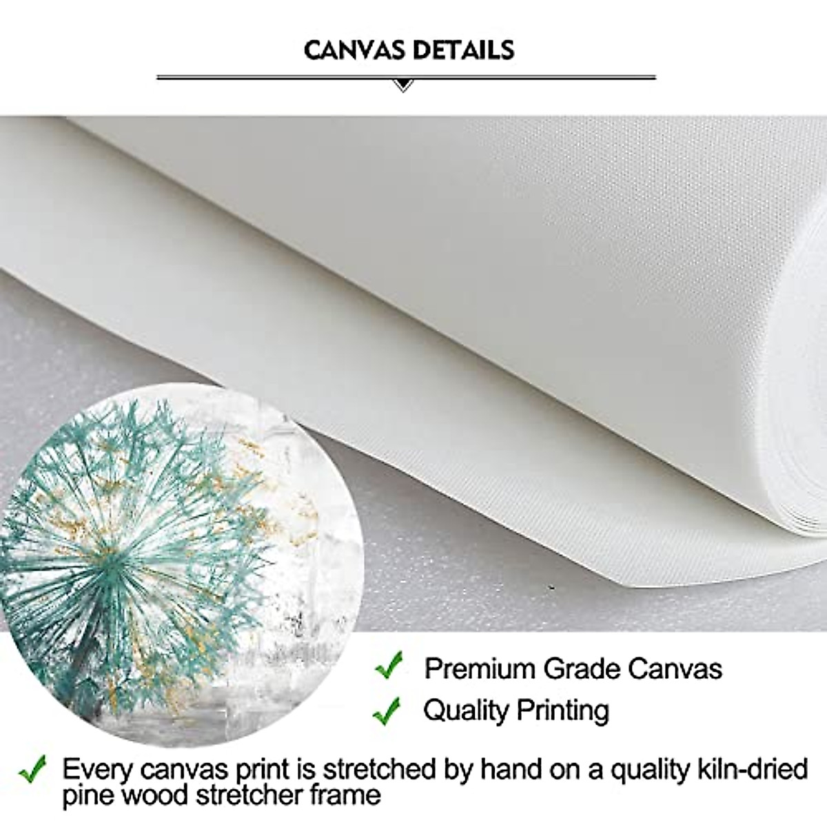 3 Piece Framed Canvas Wall Art Teal Dandelion on Rustic Grey Background Canvas Prints Home Artwork Decoration for Living Room Bedroom Farmhouse Decor 12x12x3 Panels (Small)