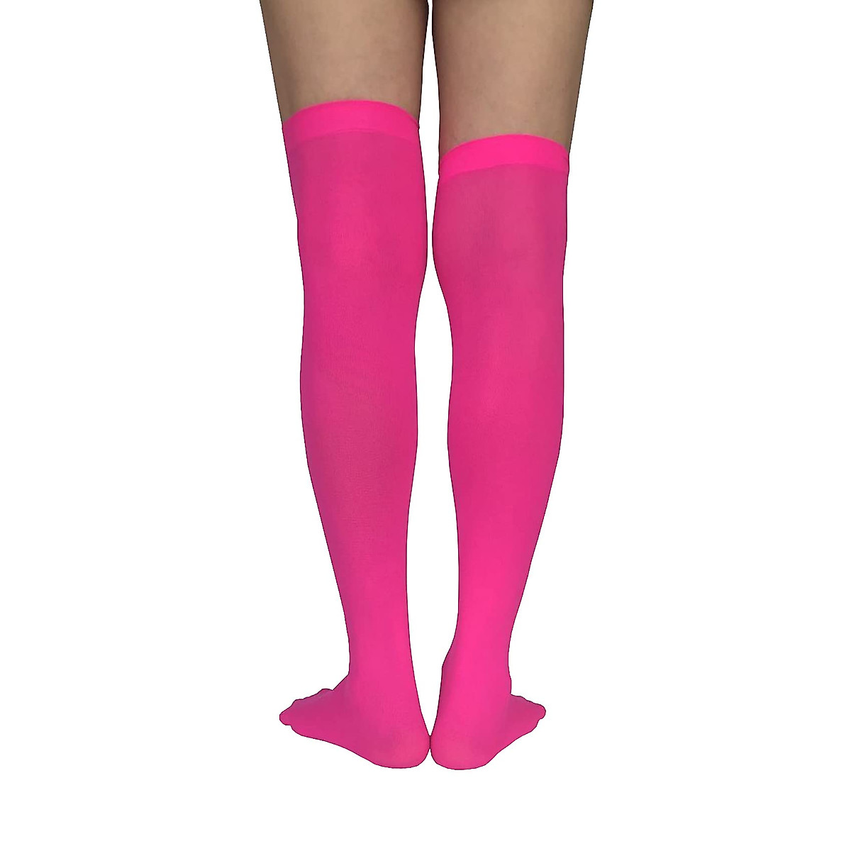 spomei Women Nylon Opaque Thigh High Stockings, School Girl Sheer Over Knee Silk Socks For Cosplay/Halloween Party NL-W3((Rose)