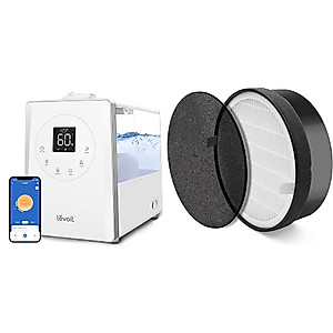 LEVOIT LV600S Smart Warm and Cool Mist Humidifiers for Home Bedroom Large Room & LV-H132 Air Purifier Replacement Filter, 3-in-1 Nylon Pre-Filter, HEPA Filter