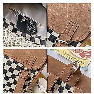 Dark Academia Aesthetic Backpack for School Alt Emo Grunge Book Bag Vintage Checkered Preppy Backpack for Women Teen Girls (One Size,Black)