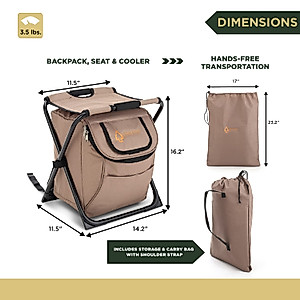 ARROWHEAD OUTDOOR Multi-Function 3-in-1 Compact Camp Chair: Backpack, Stool & Insulated Cooler, w/External Pockets & Storage Bag, Lightweight, Large Backpack, Fishing, Hiking, Heavy-Duty, USA-Based