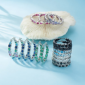 925 Sterling Silver Post Hoop Earrings for Women Black Cubic Zirconia Gold Plated Christmas Birthday Party Jewelry Gifts for Women Gilrs weinuo