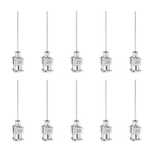 HARFINGTON 10pcs 20Gauge Stainless Steel Dispensing Needles, 1" All Metal Glue Needle Tube Blunt Tips Luer Lock for Thick Liquids, Ink, Glue, Lab Use