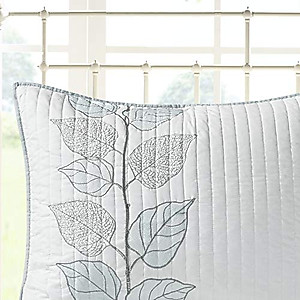 Madison Park Caelie Quilt Modern Classic Design All Season, Breathable Coverlet Lightweight Bedding Set, Matching Shams, Decorative Pillow, King/Cal King(104"x94"), Leaf Blue 6 Piece