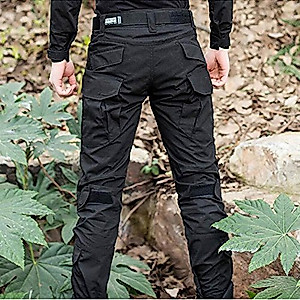 H World Shopping Military Army Tactical Airsoft Paintball Shooting Pants Combat Men Pants with Knee Pads BK (XL)