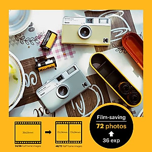 KODAK EKTAR H35 Half Frame Film Camera, 35mm, Reusable, Focus-Free, Lightweight, Easy-to-Use (Sand) (Film & AAA Battery are not Included)