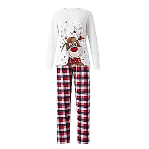 LEZDUEER Matching Family Pajamas Sets Christmas PJ's Jammies Matching Holiday Organic Cotton Pajamas Sleepwear for Family (Christmas Pajamas, Women-L, XmasPjs#046)