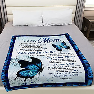 Toyshea to My Mom Blanket Everything I Am You Helped Me to Be Mom Gifts from Daughter Son Personalized Butterfly Throws Soft Sherpa Blanket Fleece Blanket for Mothers Day Christmas Birthday Presents