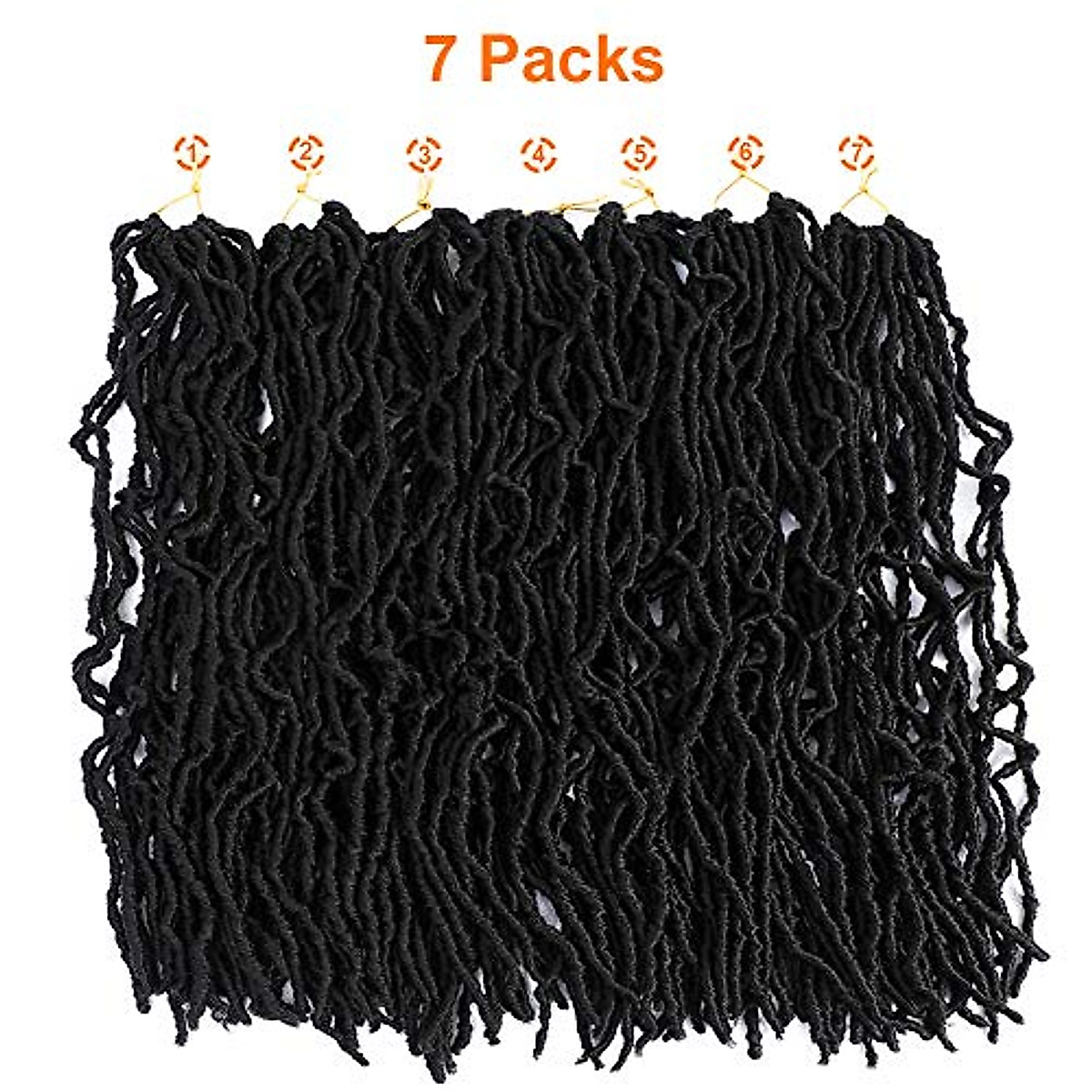 SamBraid 24 Inch 7 Packs New Soft Locs Crochet Hair for Black Women, for Natural Butterfly Locs Style Crochet Hair, Black Curly and Pre -Looped Faux Locs Crochet Hair (24 Inch, 7Packs, 1B)