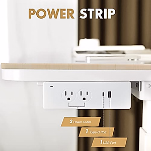 ERGOMORE Standing Desk with Drawer, 45 x 23 Inches Touch Control Adjustable Height Desk with Power Outlet, USB Ports & Wireless Charging, Dual Motor Sit Stand up Desk for Home & Office (Maple)