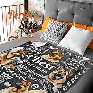 InnoBeta German Shepherd Themed Throws for Dog Moms, Dog Lovers, Dog Owners, Birthday Gifts for German Shepherd Lovers, Best Friend, Coworkers, Sisters (50"x 65") - Black