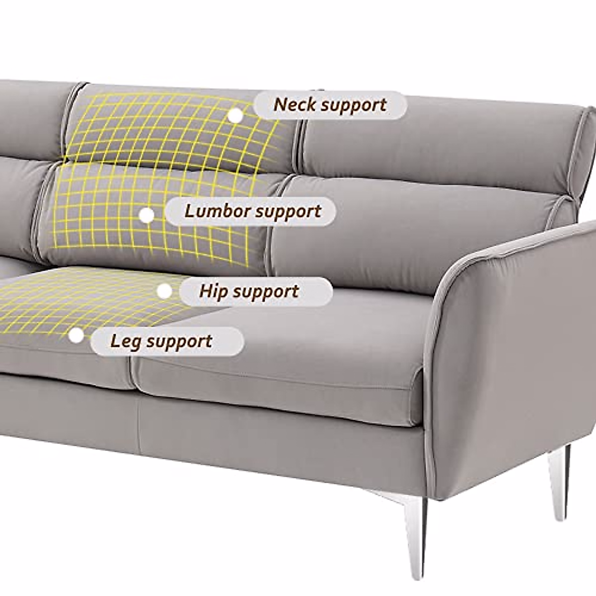 Lifeand 111" Convertible Sectional, Flannel L Shape Furniture Couch Left/Right Handed Chaise Sofas, Gray