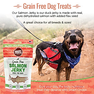 Smart Cookie Salmon Jerky Dog Treats - DHA & Omega Strips for Dogs & Puppies with Allergies, Sensitive Stomachs with Wild Caught Alaskan Salmon- Dehydrated, Grain Free, Made in USA - 3oz Bag Pack of 1