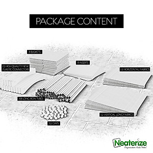 8 Cube Storage Organizer Set. Includes Eight 11 inch Storage Cube Bins. DIY Fabric Storage Cube Shelves for Closet Organization Clothes, Books, Toys. Used in Playroom and Bedroom. (White -Grey)