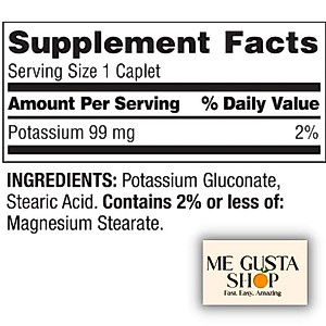 Spring Valley Potassium Caplets 99 mg Dietary Supplement, 250 Count + Me Gustas Sticker (Pack 01)