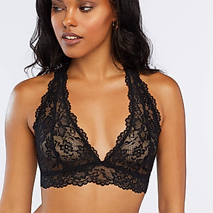 Savage X Fenty, Women's, Missy Floral Lace Bralette, Black Caviar, S