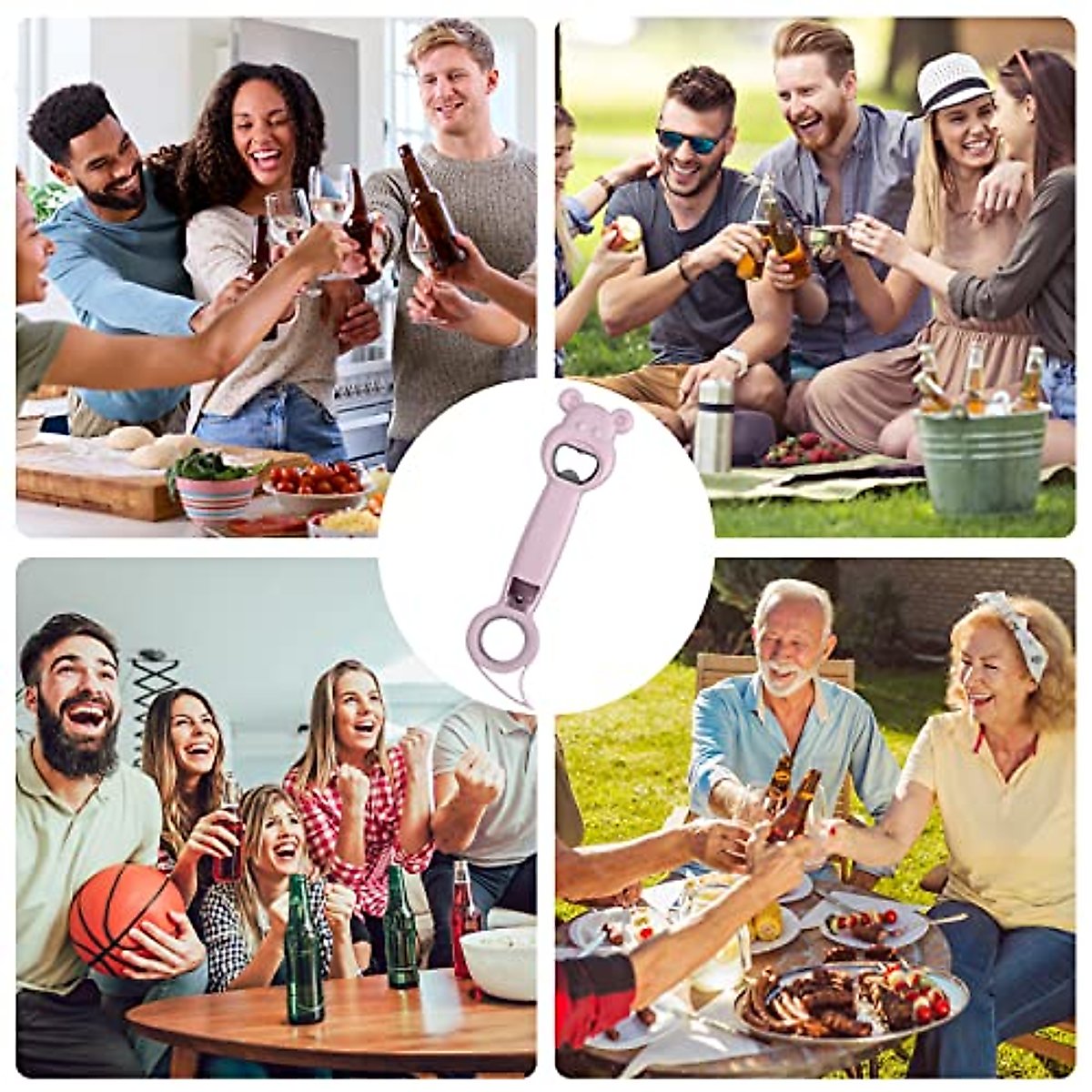 FICUS 4 IN 1 Multi Function Can Opener Bottle，Jar Opener beer opener，Multi Kitchen Tool For Jelly Jars, Wine, Beer and other, Handheld Can Beer Opener for Children, Elderly and Arthritis Sufferers