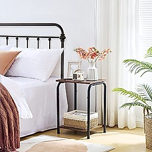 Tajsoon Small End Table with 2 Tier Storage Shelves, Small Side Table for Small Spaces, Sofa Table, Bedside Table, Small Table for Living Room, Bedroom, Sturdy Frame & Easy Assembly