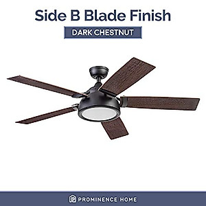 Prominence Home 51639-01 Potomac Smart Ceiling Fan and Remote, 52, Matte Black