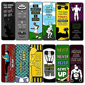 Creanoso Fitness Bookmarks (30-Pack) – Premium Gift Set – Awesome Bookmarks for Body Builders, Fitness Athletes, Men, Women – Six Bulk Assorted Bookmarks Designs – Cool Giveaways Set