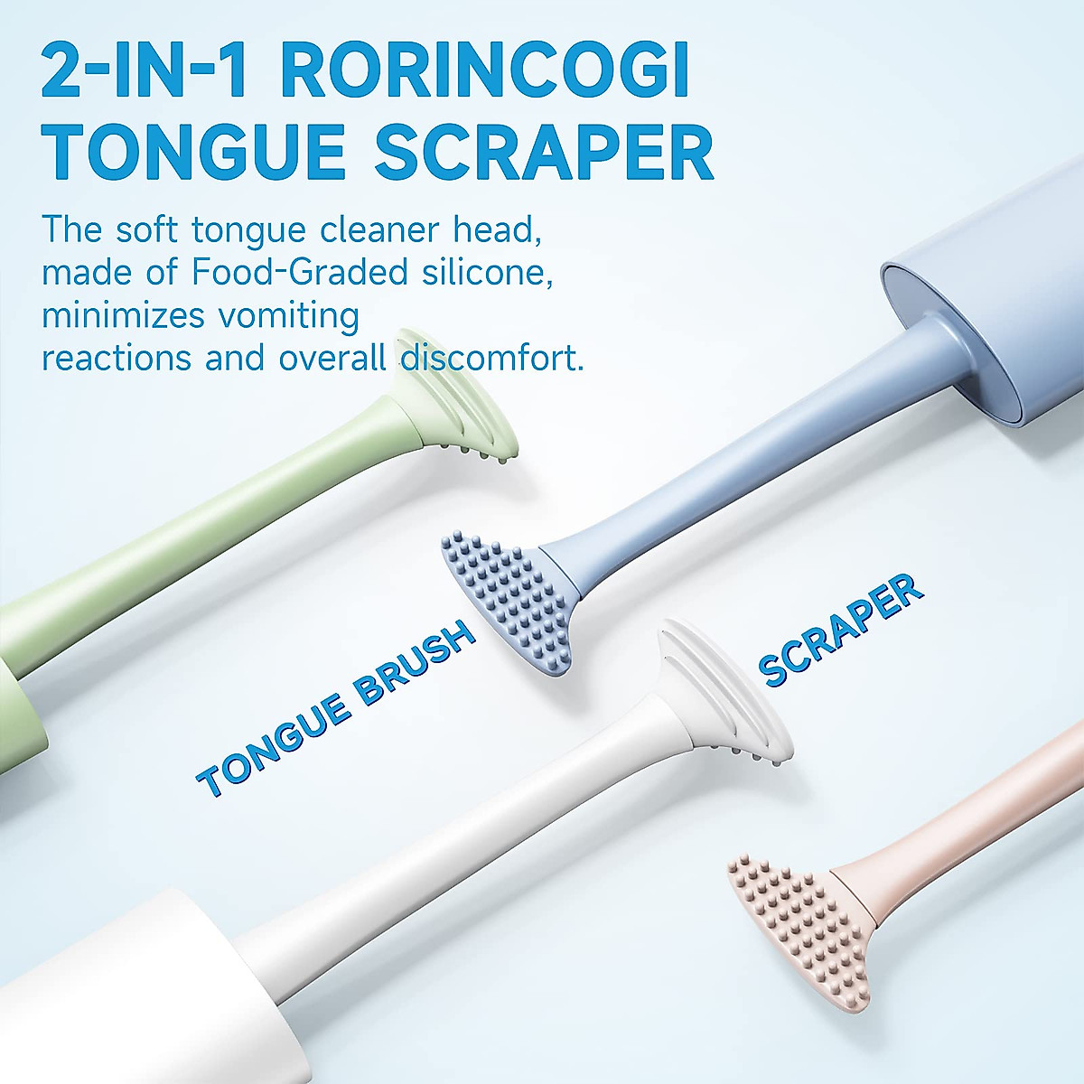 𝟒 𝐏𝐀𝐂𝐊 𝐓𝐨𝐧𝐠𝐮𝐞 𝐒𝐜𝐫𝐚𝐩𝐞𝐫 𝐂𝐥𝐞𝐚𝐧𝐞𝐫, Tongue Brush Scrapers with Travel Handy Case for Adults, Kids, Children, Healthy Oral Care, Easy to Use, Solft Help Fight Bad Breath